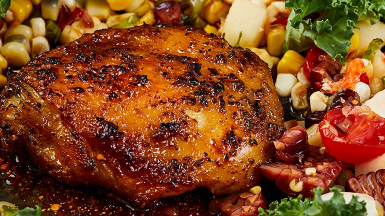 Khon Kaen Grilled Chicken with Turmeric and Spicy Papaya Salad - Recipe