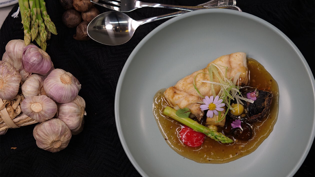 Ginger Baked Grouper with Black Garlic Sauce - Recipe
