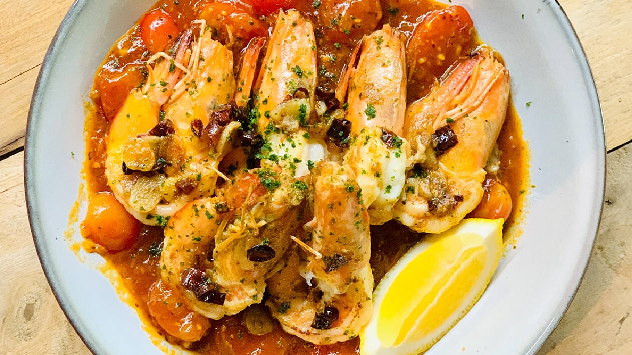 Grilled Shrimp with Italian Tomato Sauce - Recipe