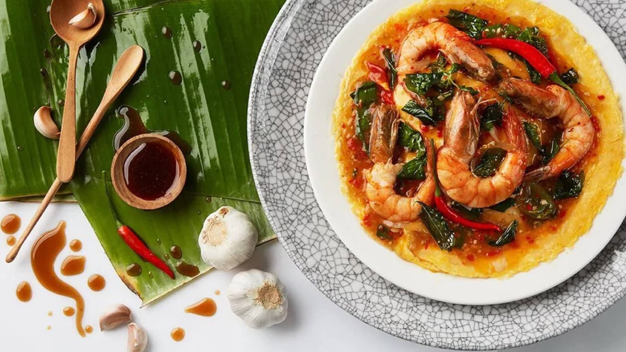 Seafood Po-taek Stir-fried Basil with Rice and Omlette - Recipe