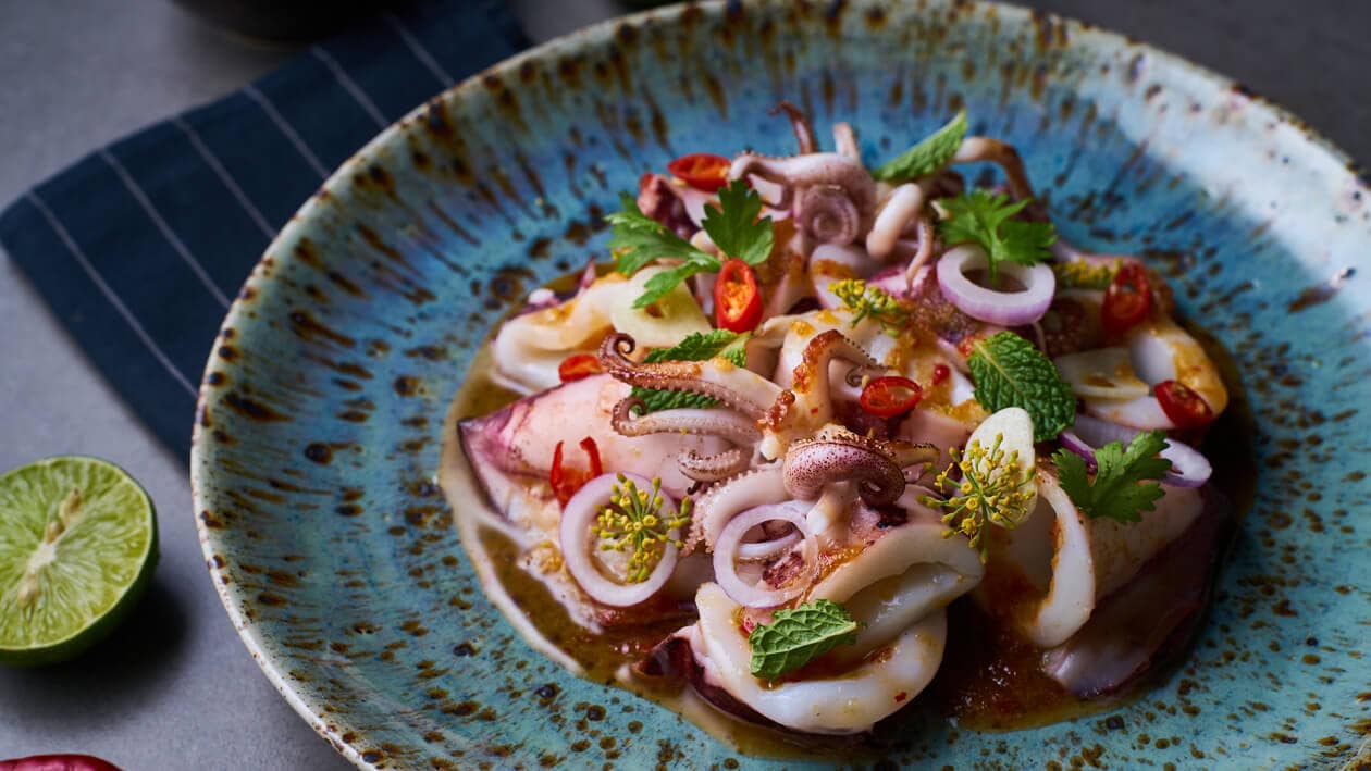 Spicy Grilled Squid Salad - Recipe