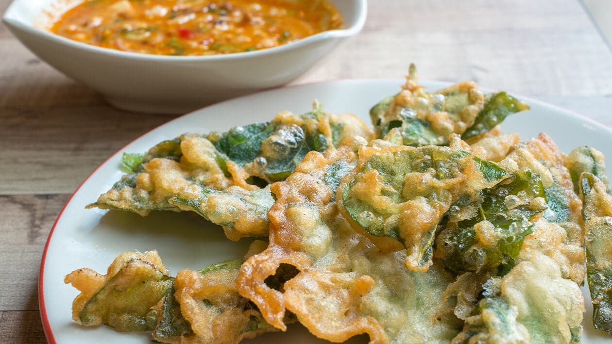 Vegan Spicy Deep Fried Morning Glory Salad - Recipe