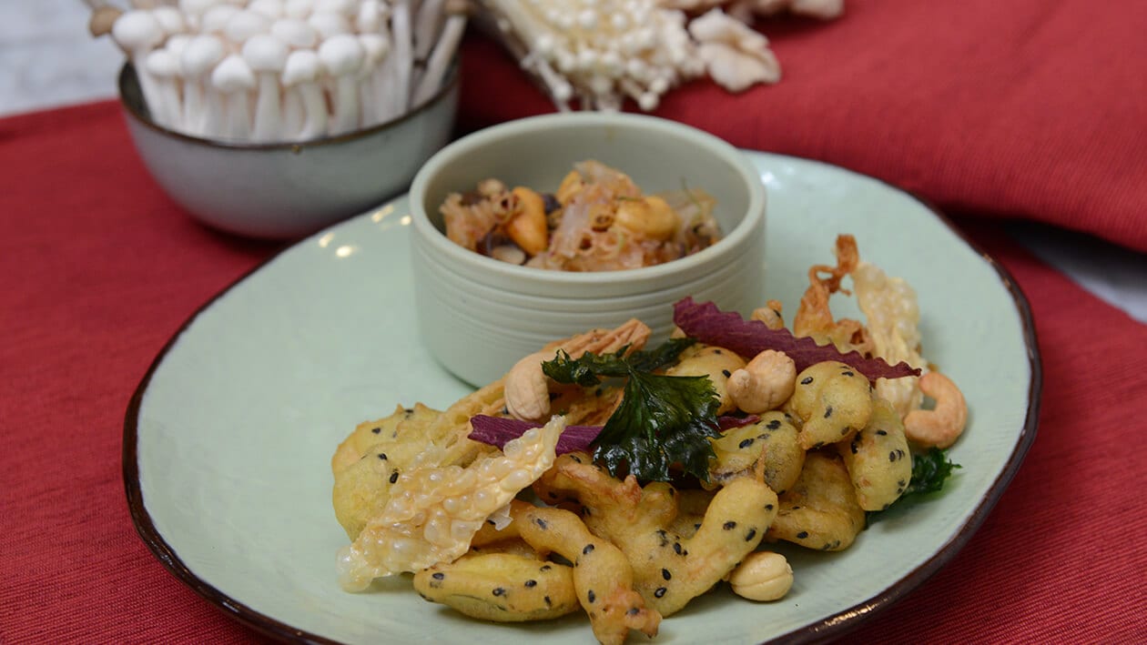 ยำเห็ดรวมมิตรทอดกรอบเจ สูตรอาหาร